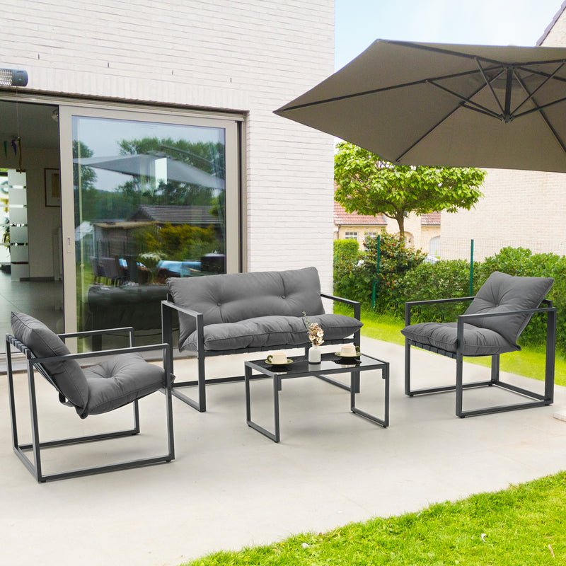 Pamapic Iron Outdoor Sectional Sofa 4 Pieces