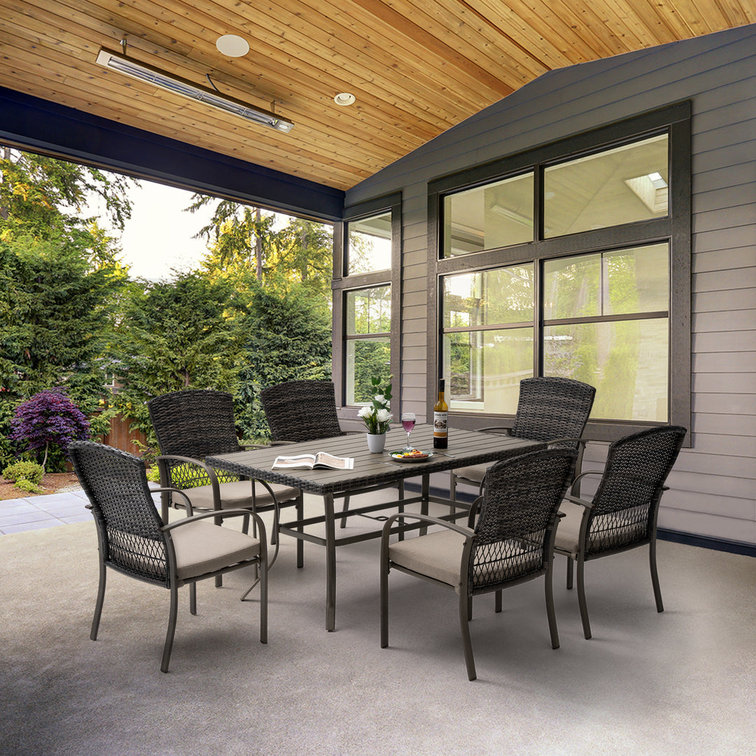 Pamapic Outdoor Dining Table Set 7 Pieces pamapic